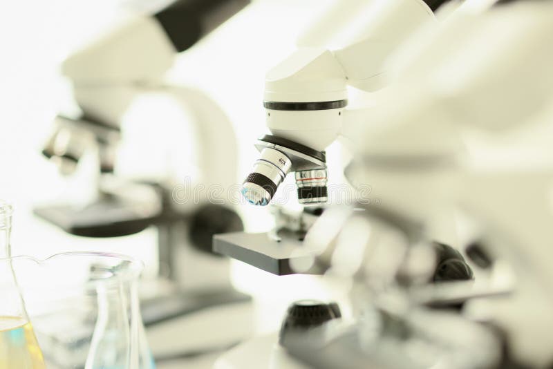 White Microscopes in the Laboratory, Shallow Focus Stock Image - Image ...
