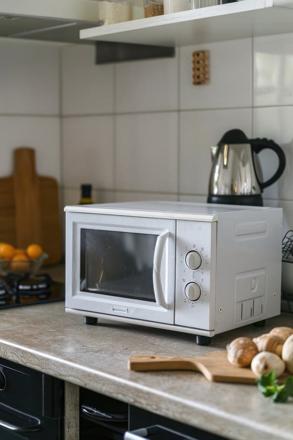 White Microwave on Counter stock photo. Image of modern - 375862056