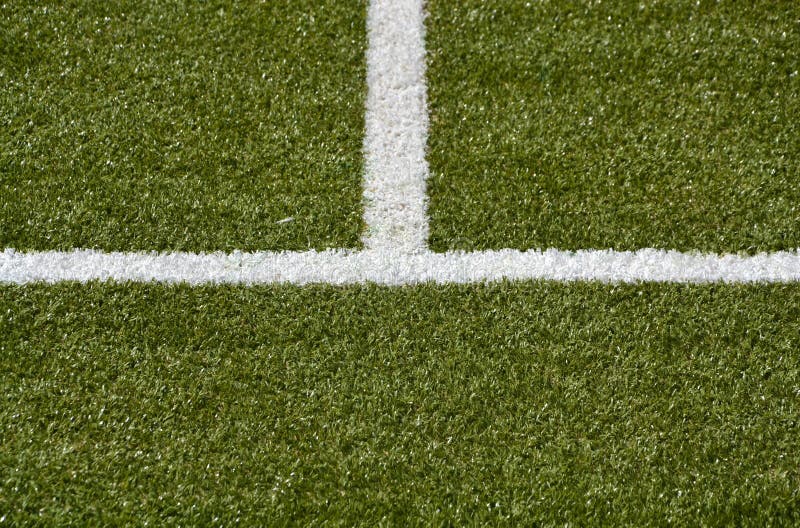 White Middle Line and Sideline on a Green Turf Stock Photo - Image of ...