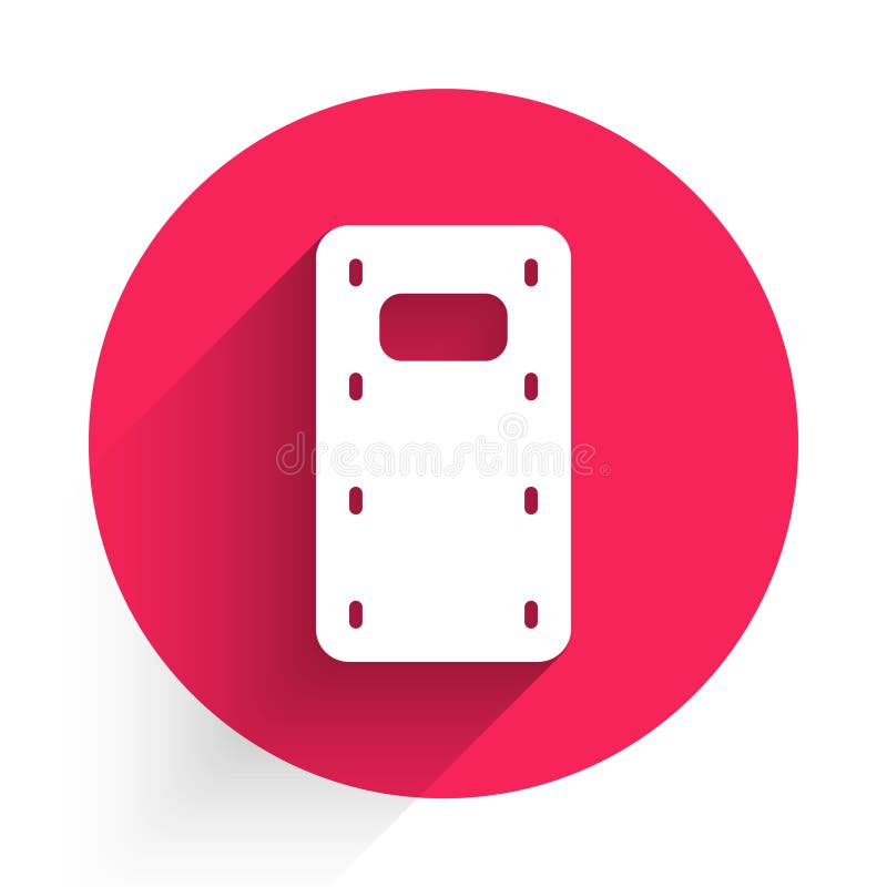 White Military Assault Shield Icon Isolated with Long Shadow. Red ...