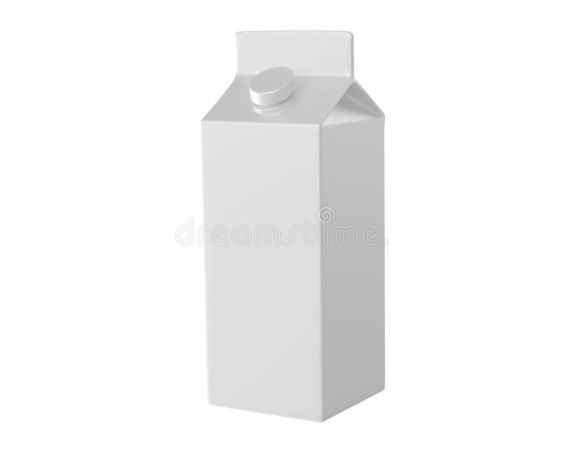 White Milk Box, Isolated on White Background, Perspective View Stock ...