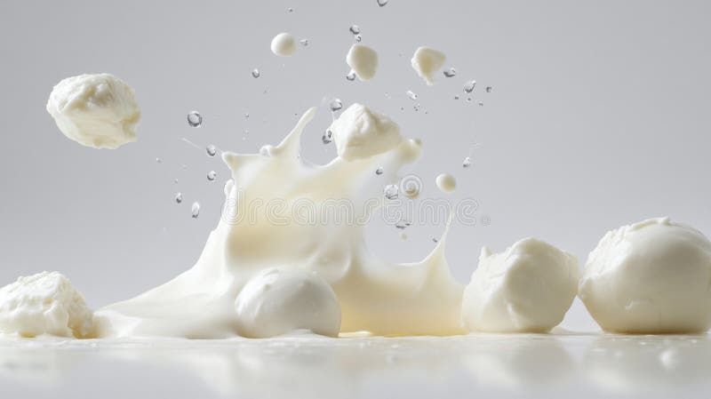 White Milk and Cream Splash on White Background Stock Illustration ...