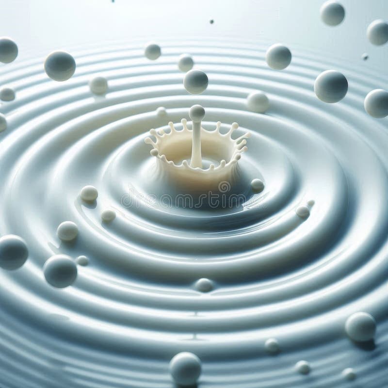 White Milk Drop Forming Circular Ripples on Surface Stock Illustration ...