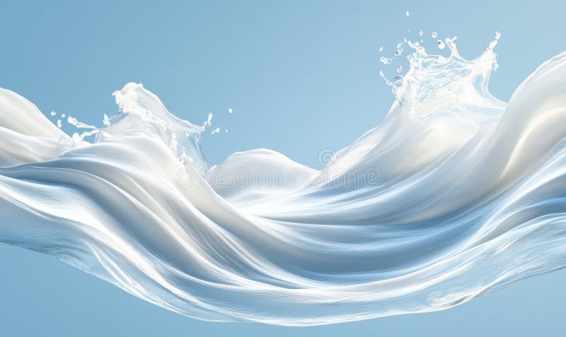 White Milk Wave Splash, on Blue Background Stock Illustration ...
