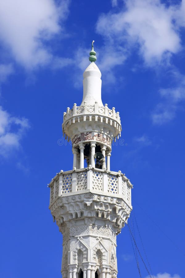 White Minaret Of Muslim Masjed Royalty Free Stock Image - Image: 34319856
