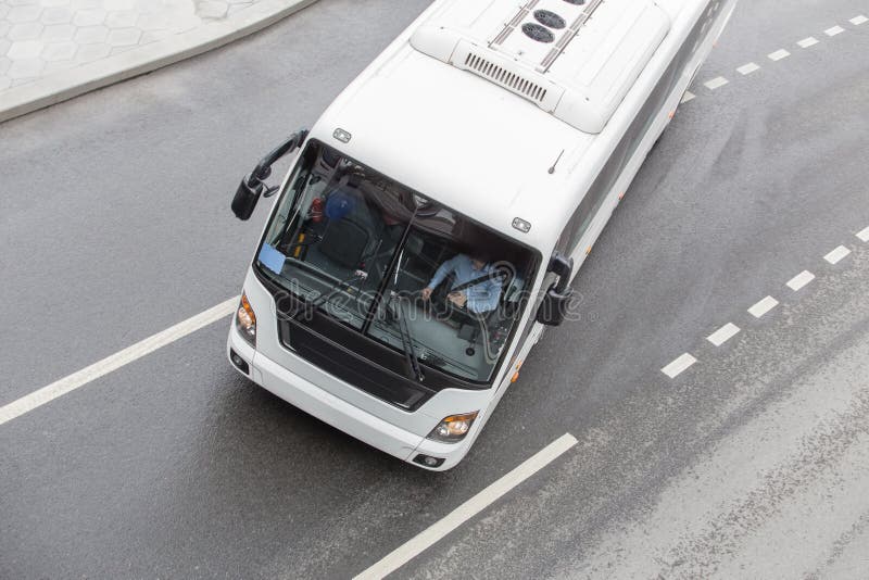 Mini Bus Changes from Lane To Lane. Stock Photo - Image of white, city ...