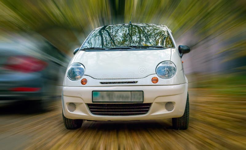 Mini car is red. stock image. Image of light, motion - 142605093
