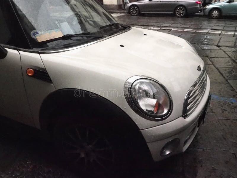 White Mini car in Turin editorial image. Image of european - 132581885