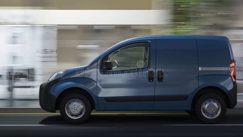 White Mini Van on the Main Street in the Evening Stock Illustration ...