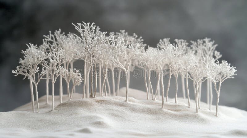 White Miniature Forest Model in Snow Stock Illustration - Illustration ...