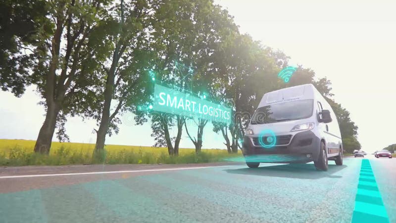 A White Minibus Delivers Parcels. Smart Delivery of Goods Stock Footage ...