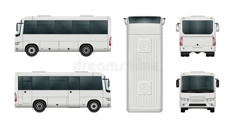 Minibus Vector Mockup. Isolated Vehicle Template Side, Front, Back, Top ...