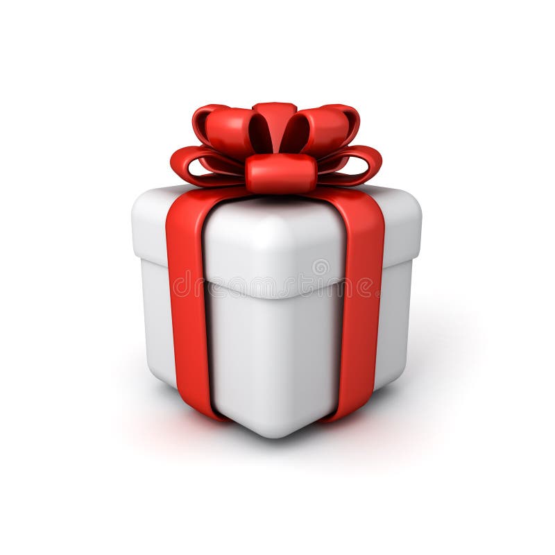 A Red Gift Box Isolated on White Background, Blurred Bokeh Lights in ...
