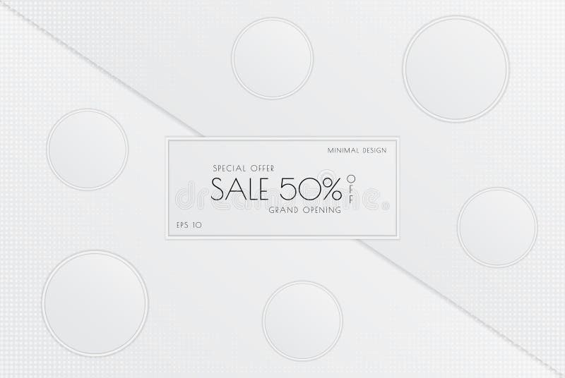 White Minimal Sale Design Circle Shape Overlap Layer Halftone Style ...