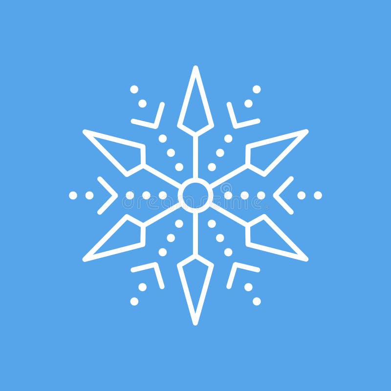 White Minimal Snowflake Shape on Blue Background Stock Vector ...