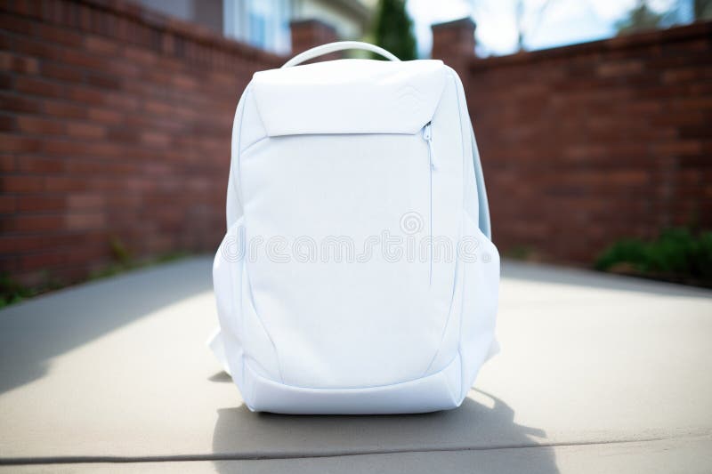 White Minimalist Backpack with Clean Design Features Stock Image ...
