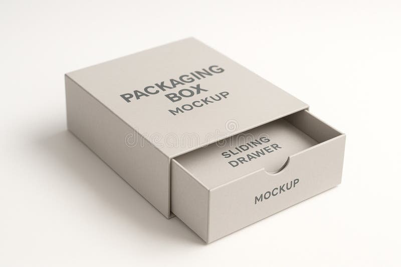 Packaging Box Drawer Mockup with Sliding Tray—white Minimalist Product ...