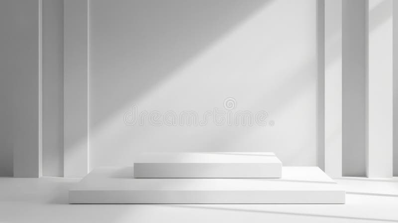 White Minimalist Product Display Platform with Subtle Shadow and Light ...