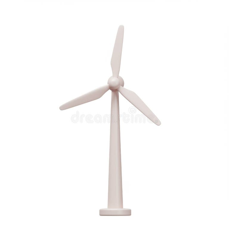 White Minimalist Wind Turbine 3D Model Stock Illustration ...