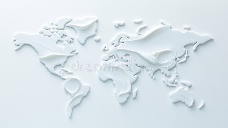 White Minimalist World Map Displayed on a White Background ...