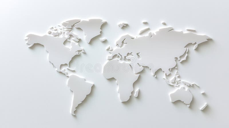 White Minimalist World Map Displayed on a White Background ...