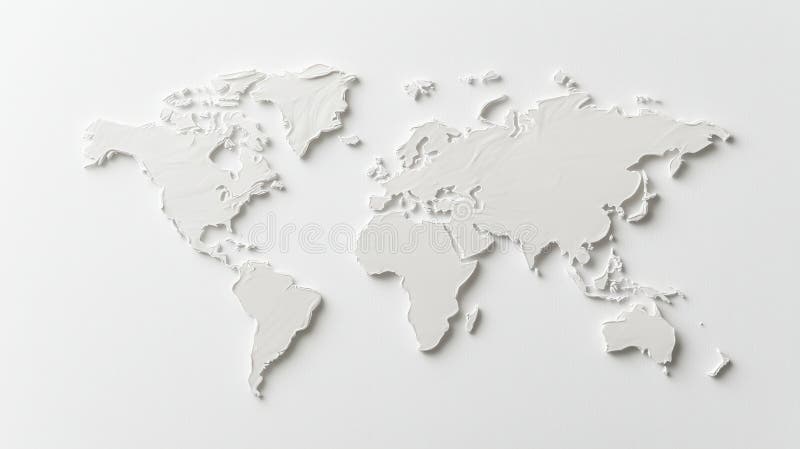 White Minimalist World Map Displayed on a White Background ...