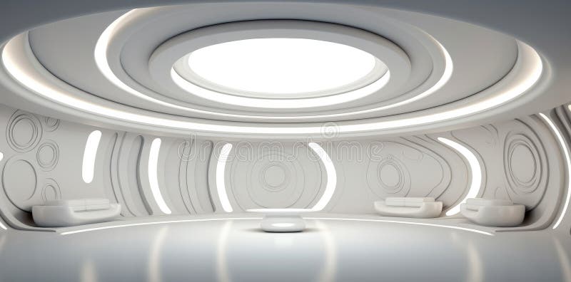 White Minimalistic Abstract Room. Light from Lamps on the Walls Stock ...