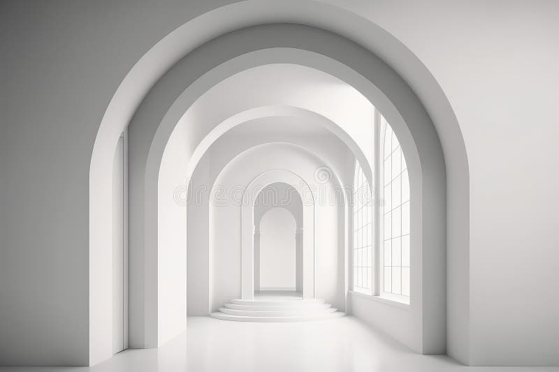 White Minimalistic Interior with Arches. Generative AI Stock ...