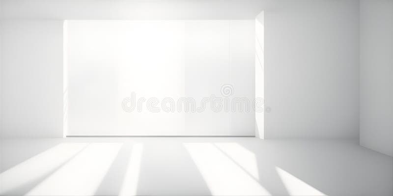 White Minimalistic Room with Blank Walls and Sunlight Streaming through ...