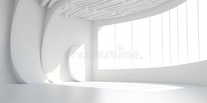 White Minimalistic Room with Blank Walls and Sunlight Streaming through ...