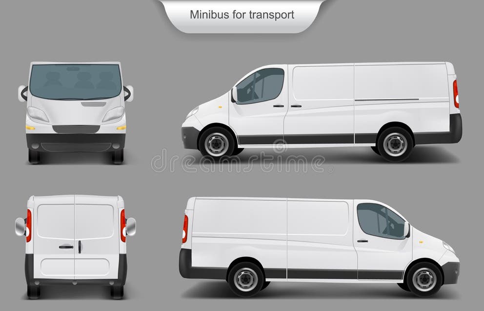 White Minivan Front, Back, Side View Stock Vector - Illustration of ...
