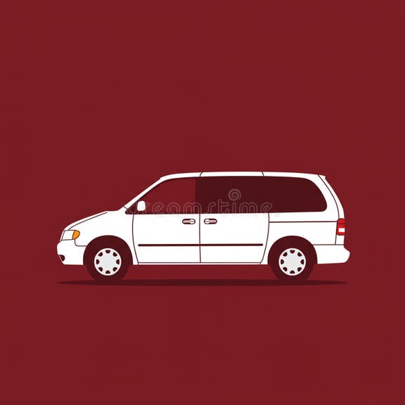 White Minivan with Tinted Windows, Viewed from the Side, on a Solid ...