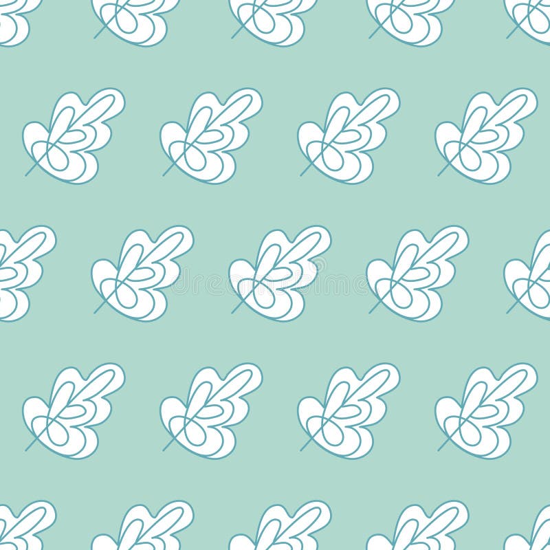White Mint Green Autumn Leaf Seamless Pattern for Design Vector ...