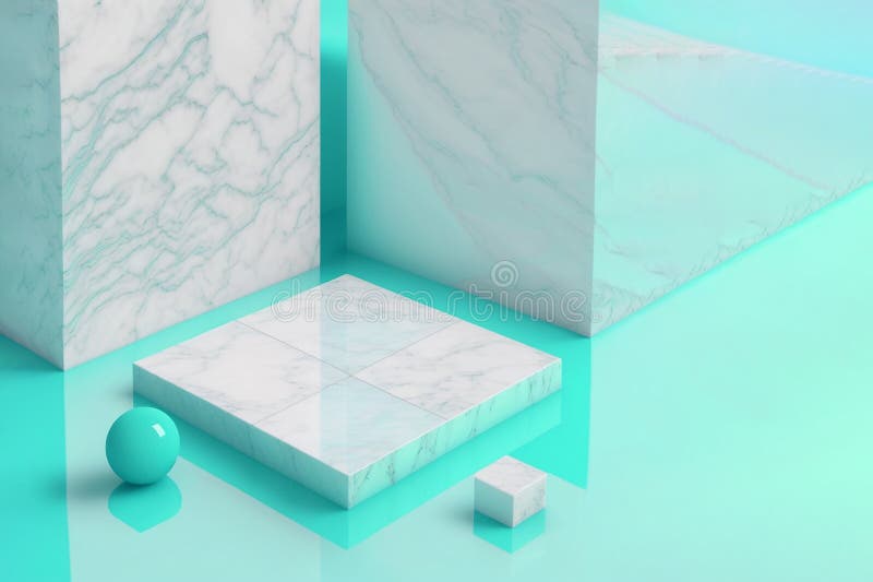 White and Mint Marble Stand. Generative Ai Stock Illustration ...