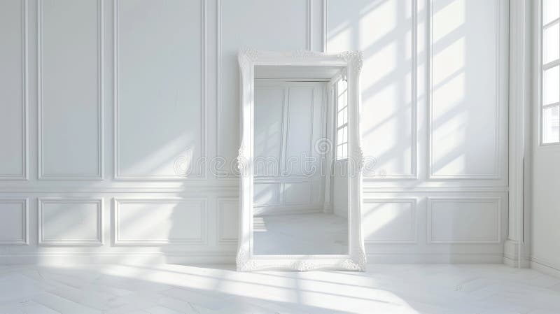 A White Mirror in a White Empire-style Empty Interior, Stock Illustration - Illustration of ...