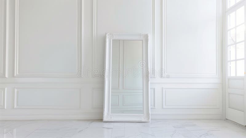 White Mirror in an Empty Empire-style Interior with White Walls, Stock Photo - Image of decor ...