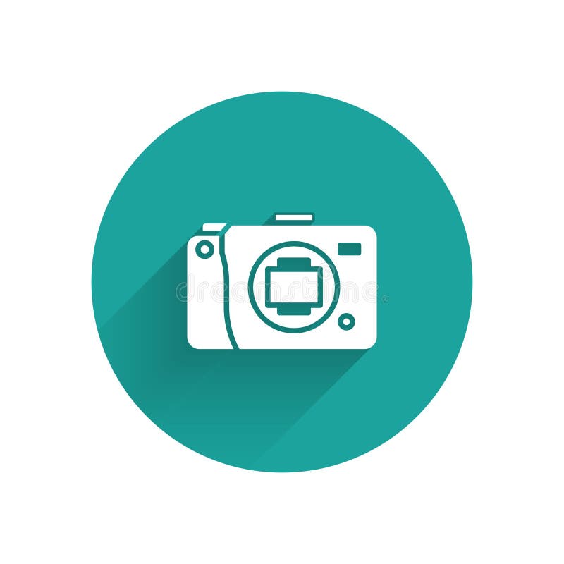 White Mirrorless Camera Icon Isolated with Long Shadow. Foto Camera ...
