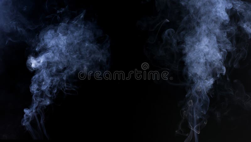 White Mist or Smoke Caused by Burning, Flames, and Fire on a Dark Black ...