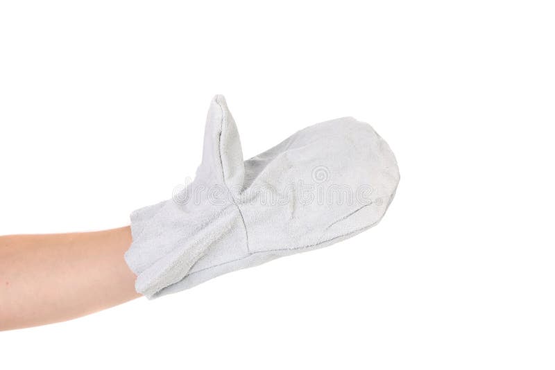 White mittens on hand. stock photo. Image of hard, glove - 35892216