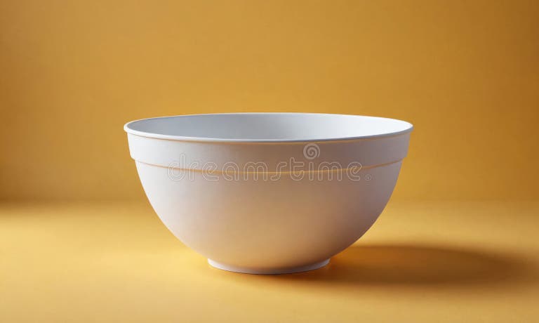A White Mixing Bowl Sits on a Yellow Surface Stock Photo - Image of ...