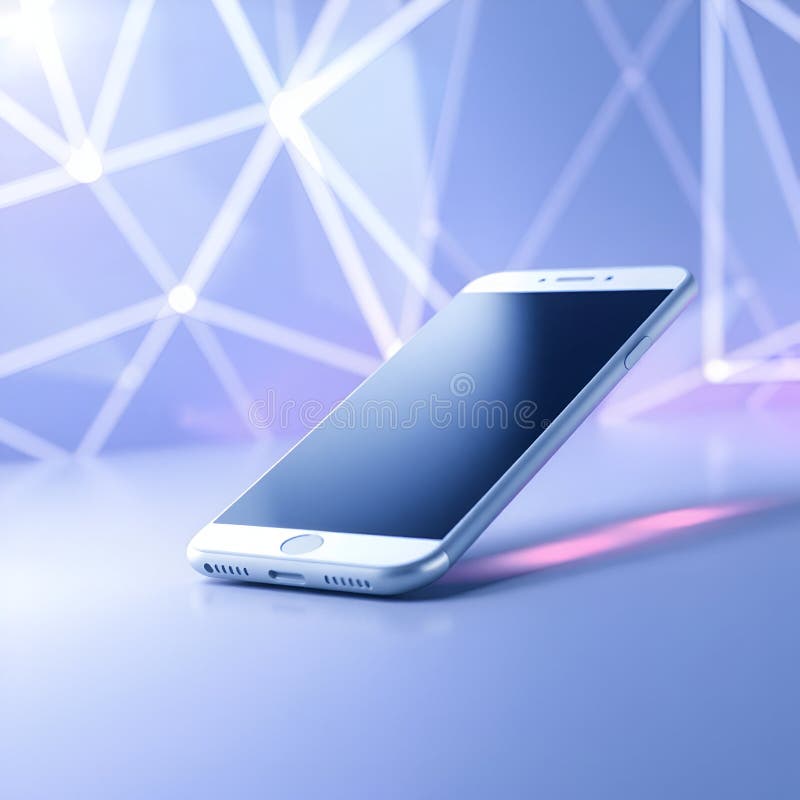 White Mobile Phone on Abstract Light Geometric Background Stock ...
