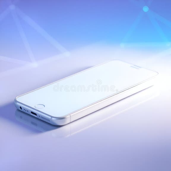 White Mobile Phone on Abstract Light Geometric Background Stock ...