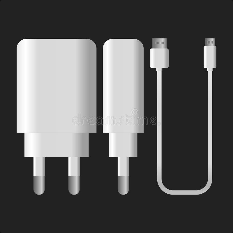 White Mobile Phone Battery Charger Vector Stock Vector - Illustration ...