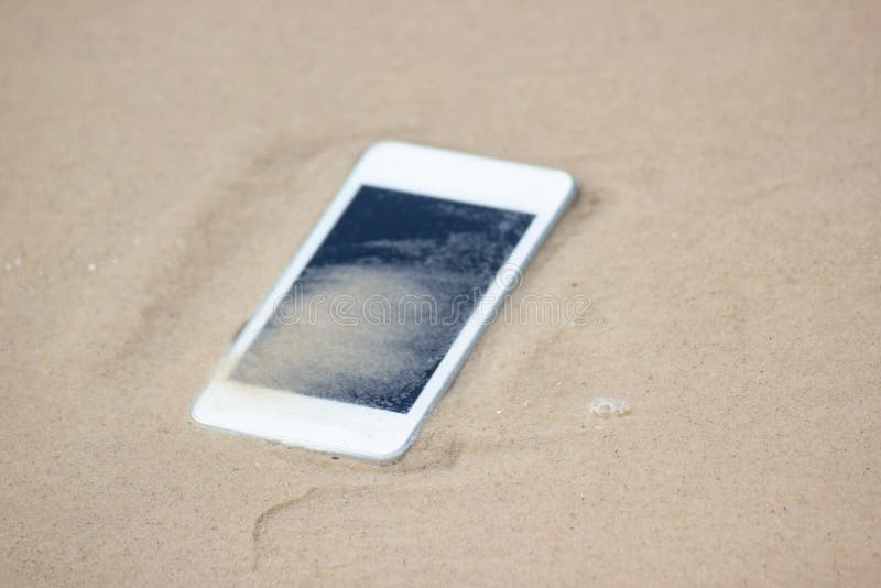 White Mobile Phone Floated To the Sea Stock Image - Image of screen ...