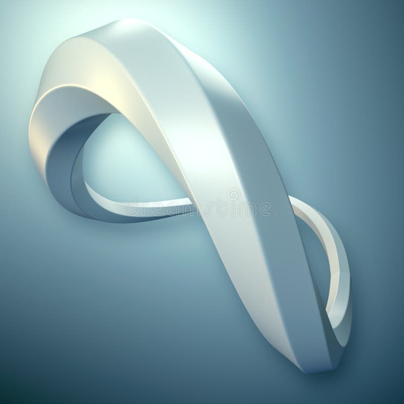 White Mobius Strip Ring. Spatial Figure with Upturned Surfaces. 3d ...