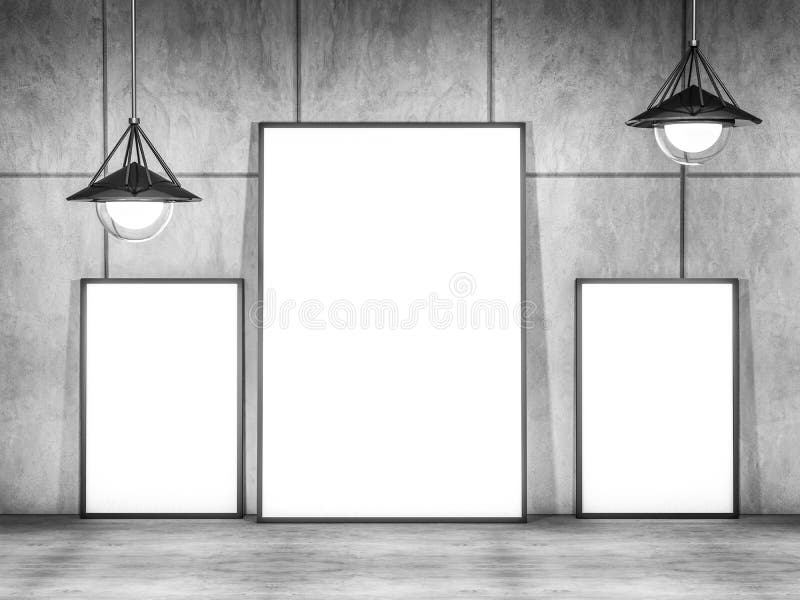 White Mock Up Frame, Modern Background. 3D Stock Illustration ...
