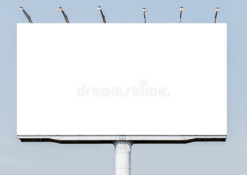 White Mock Up Horizontal Billboard on Pole with Blue Sky Background ...