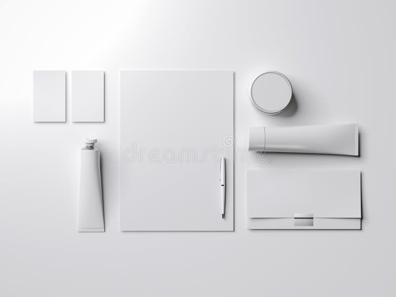 White Mock Up with Paint Tube. 3d Rendering Stock Illustration ...