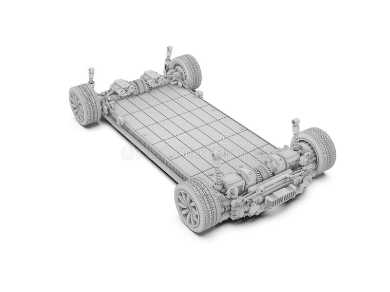 White Model of Lectric Car Battery with Pack of Battery Cells Module on ...