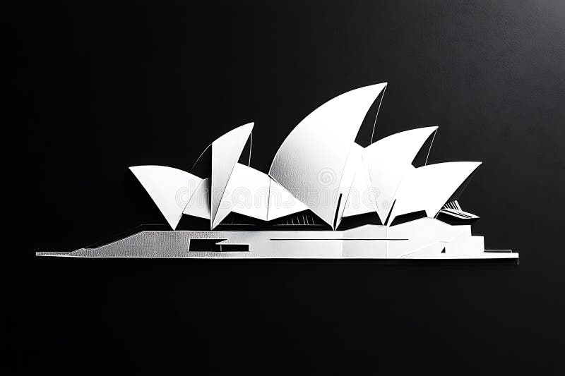 White Model of Sydney Opera House on Black Background Stock ...